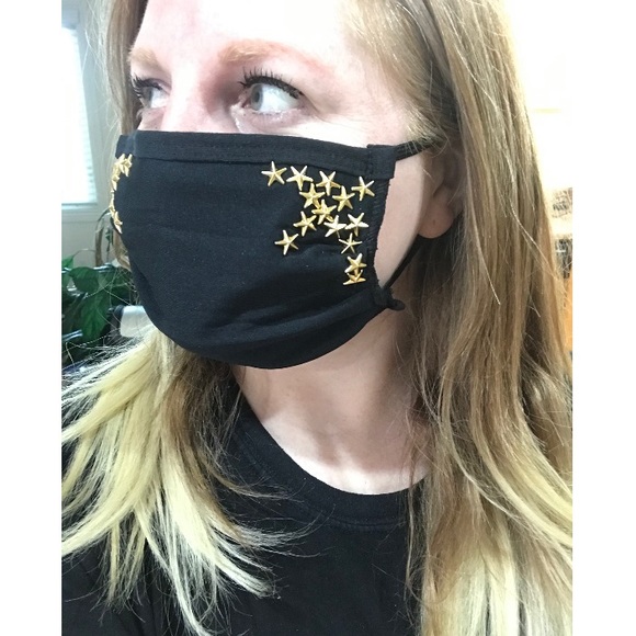 Accessories | Gold Star Cluster Bejeweled Face Mask | Poshmark